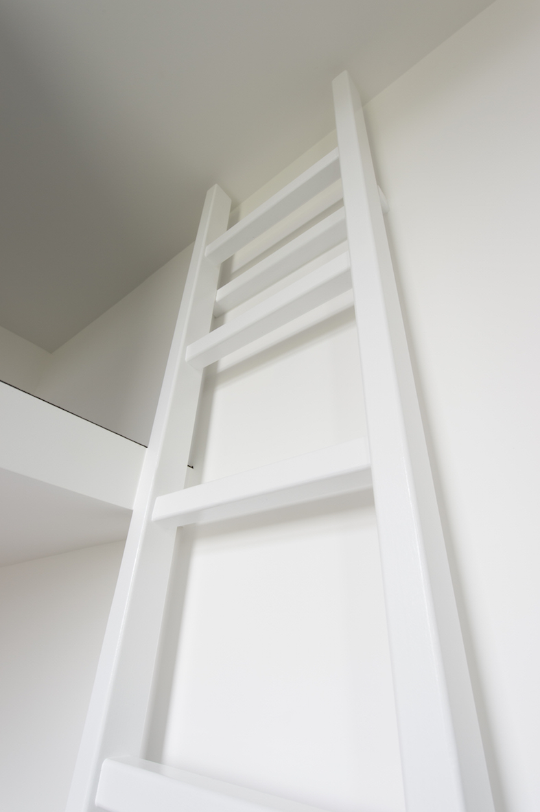 Contemporary wall-to-wall bespoke mezzanine loft with ladder ...